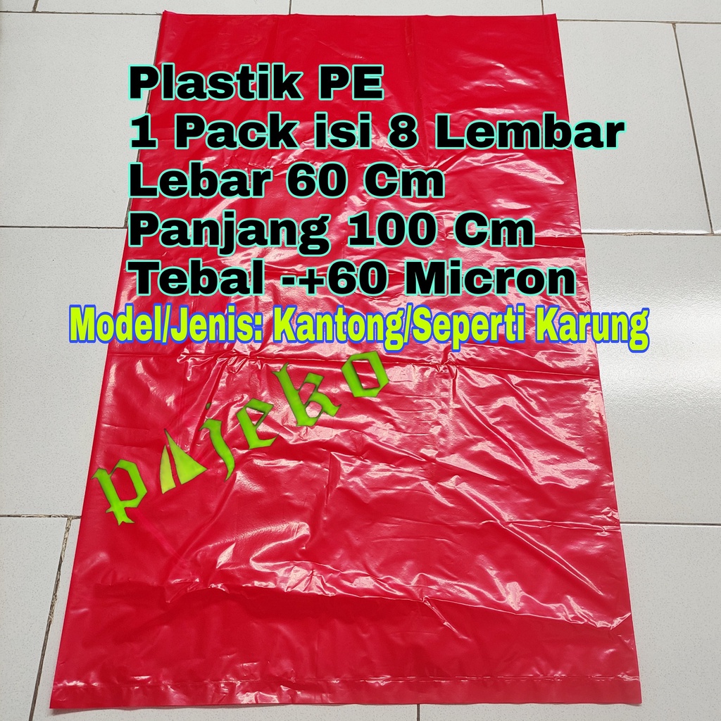 Jual Kantong Plastik Sampah Merah 60 x 100 Cm , Plastik Sampah PE Merah ...