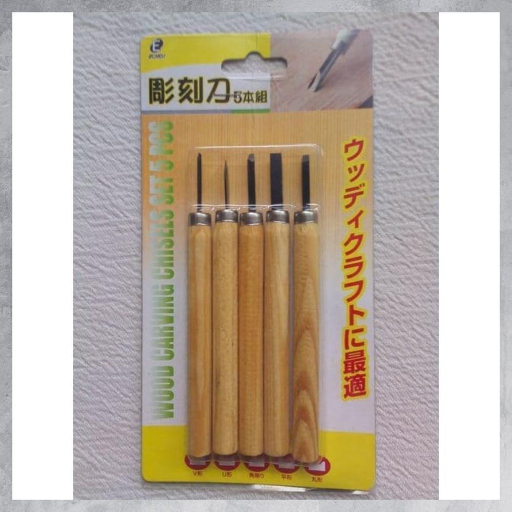 Jual ALAT PAHAT UKIR KAYU - WOOD CARVING CHISELS SET 5PCS | Shopee ...