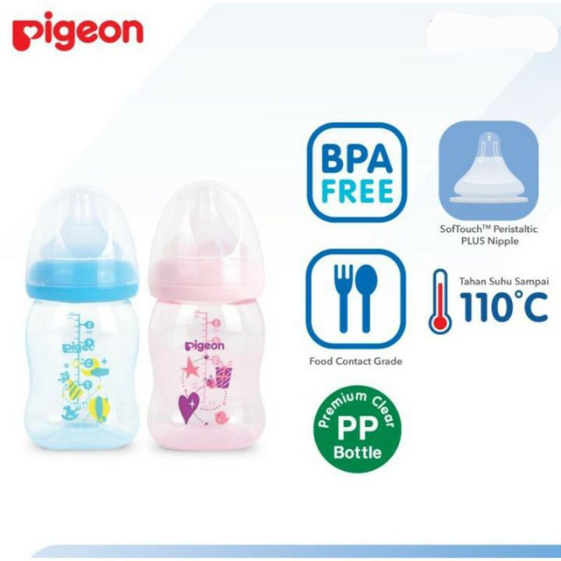 Jual Pigeon Botol PP Clear Wideneck 160ml & 240ml | Shopee Indonesia