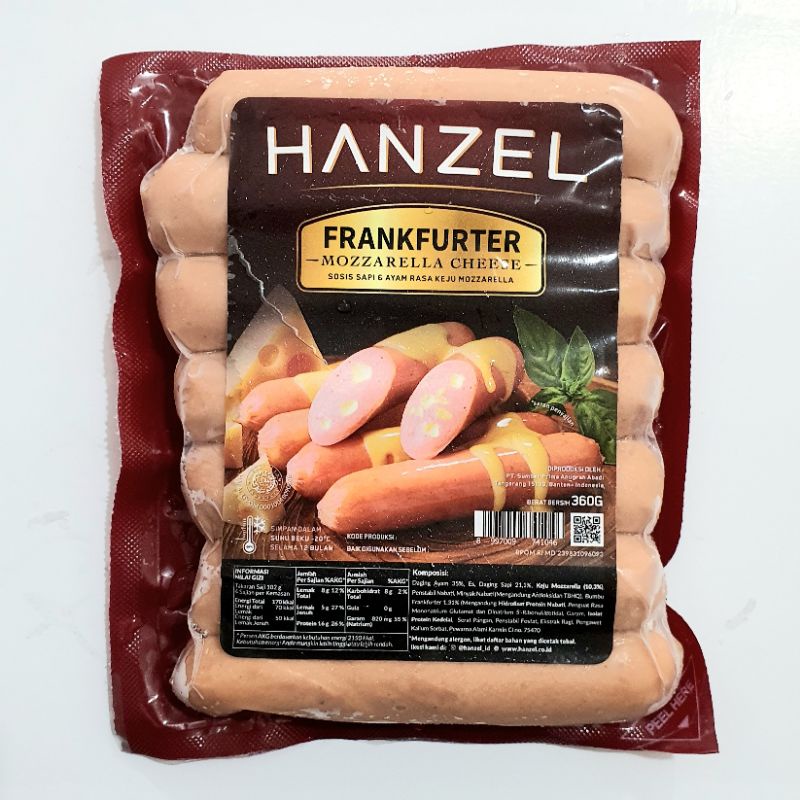 Jual Hanzel Sosis Sapi Mozzarella Cheese Frankfurter 360g | Shopee ...