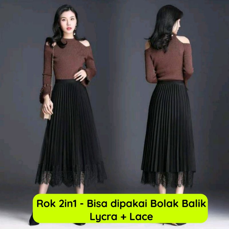 Jual RESTOCK!! Rok 2in1 LACE + LYCRA 7per8 dan panjang Bolak Balik ...