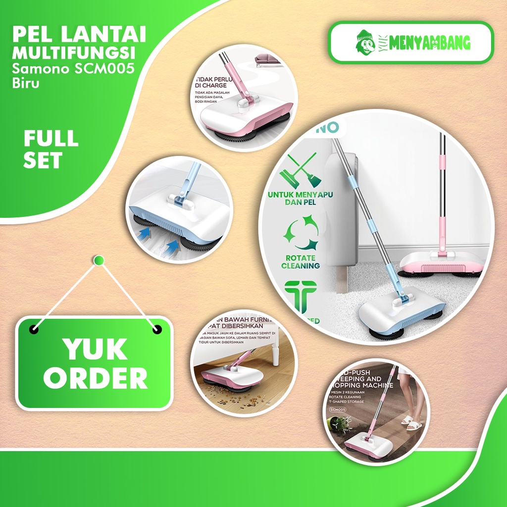 Jual 42005 | Samono SCM005 Biru | 2 in 1 Mesin Sapu dan Pel Otomatis ...