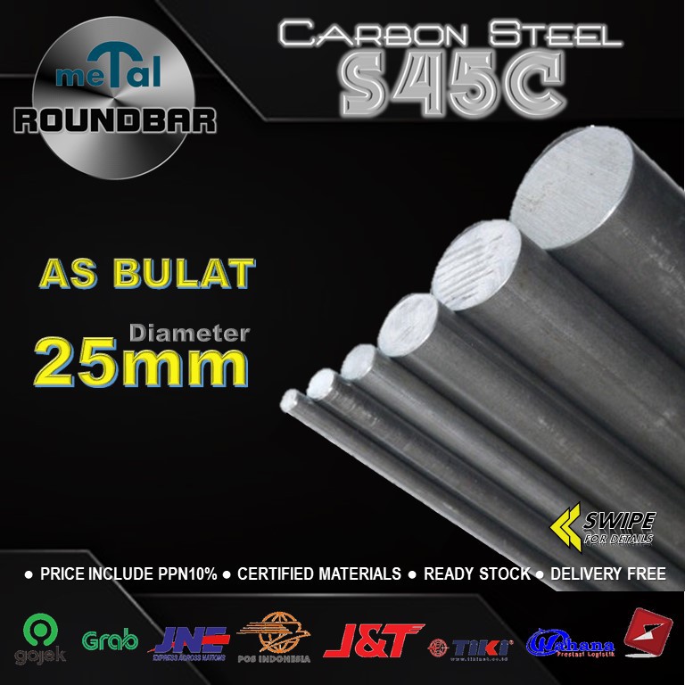 Jual AS BULAT SHAFT ROUNDBAR CARBON STEEL S45C AISI 1045 DIA ...