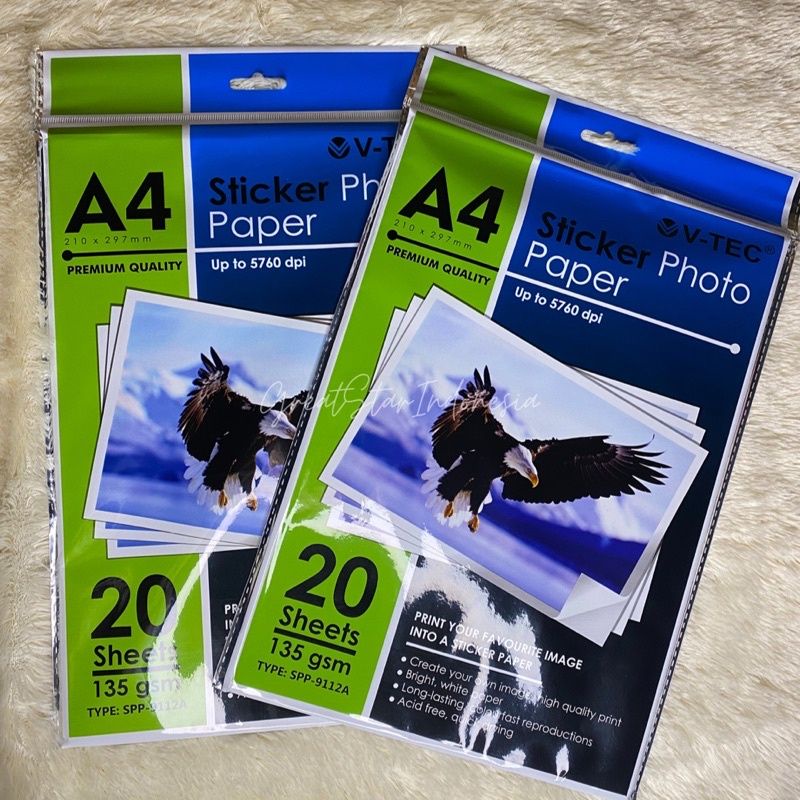 Jual Kertas Stiker Glossy A4 135 gsm (20 Lembar) Indonesia|Shopee Indonesia