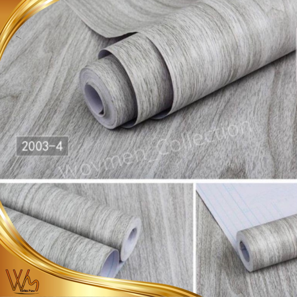 Jual Woymen Wallpaper Dinding Motif Serat Kayu Jati Abu 45cm X 100cm