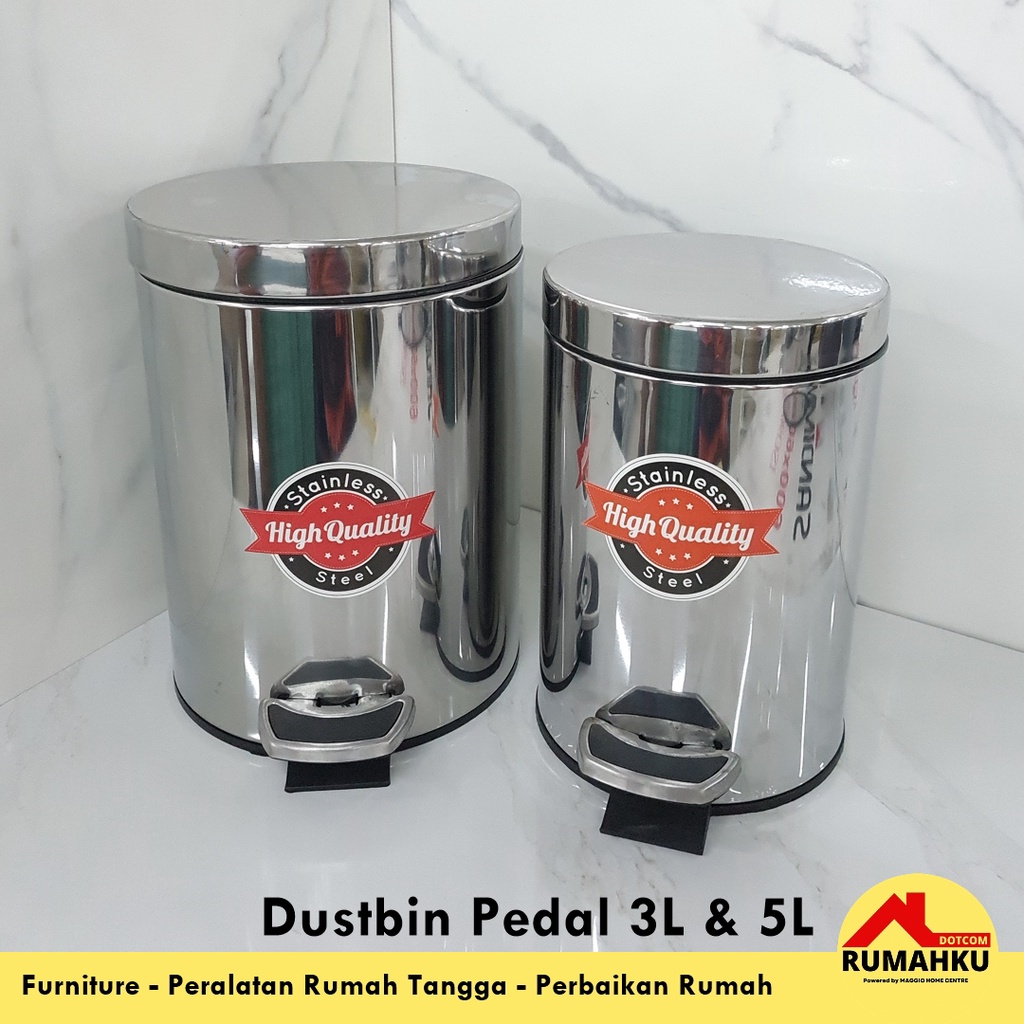 Jual TEMPAT SAMPAH INJAK STAINLESS / DUSTBIN PEDAL STAINLESS 3L / 5L - MASPION Indonesia|Shopee ...