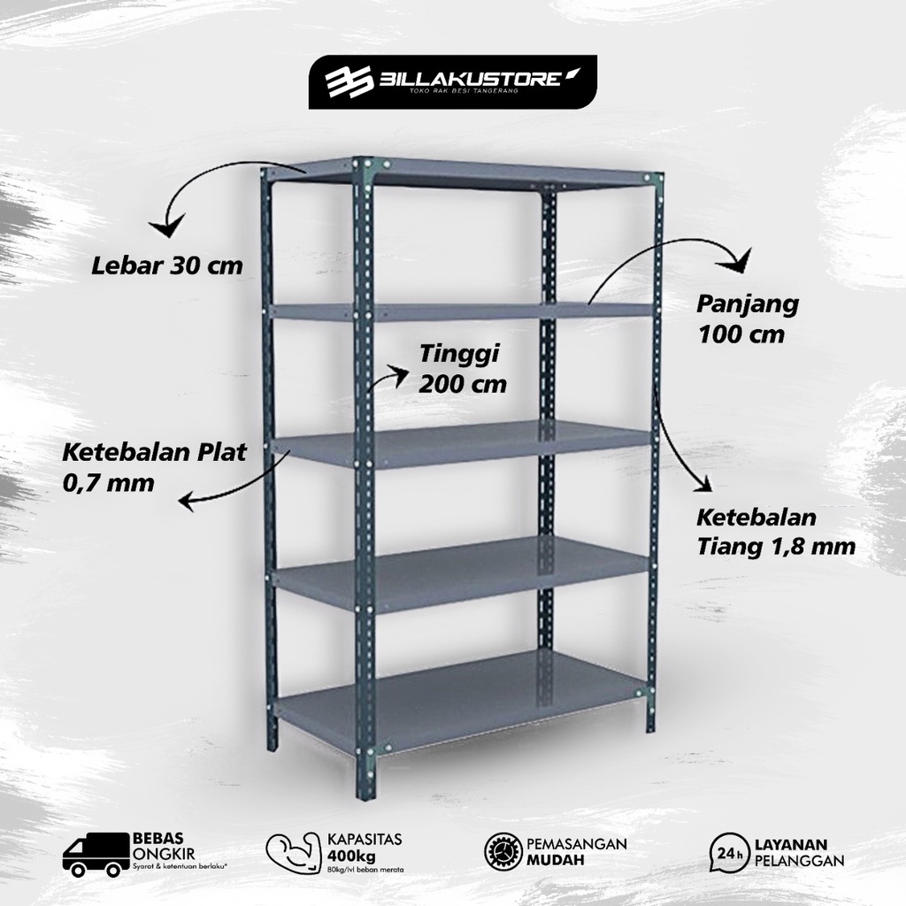 Jual Rak Besi Siku 5 Susun 100 x 30 x 200 cm Rak Besi Serbaguna ...