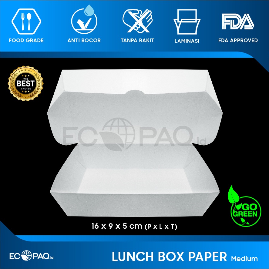 Jual Lunch Box Paper Kemasan Kotak Makanan Kertas Medium - M (50 pc ...