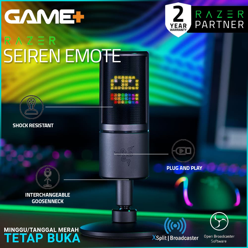 Jual Razer Seiren Emote Streaming Condenser Mic with Emoticon Display ...
