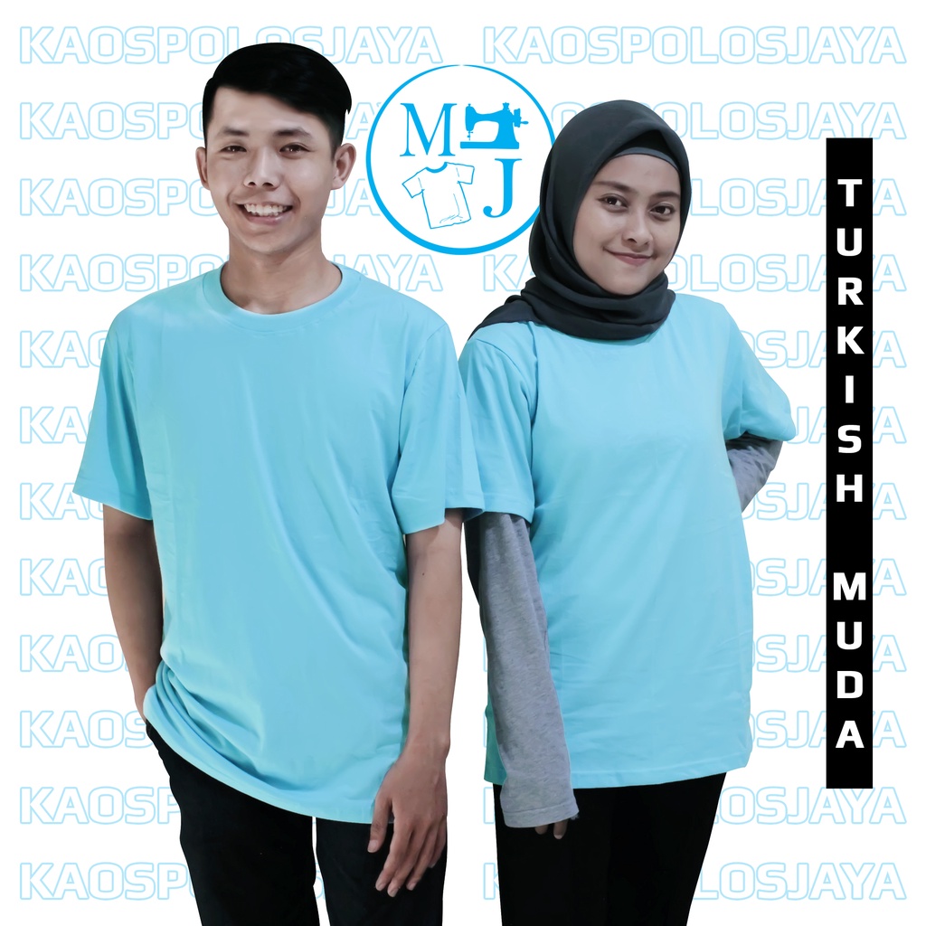 Jual Kaos polos Turkish Muda (Ice Blue) / Kaos Polos 100% cotton combed ...