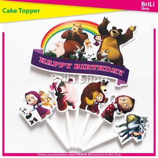 Jual Cake Topper HAPPY BIRTHDAY Masha and The Bear Hiasan Kue Ultah ...