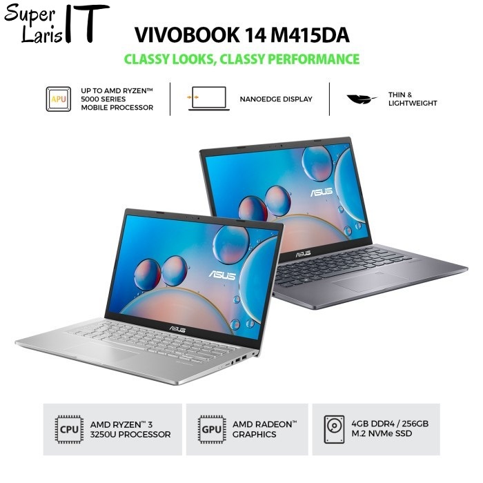 Jual Asus Vivobook M415DA VIPS AMD Ryzen 3 3250U 4GB 256GB 14" FHD W10 ...