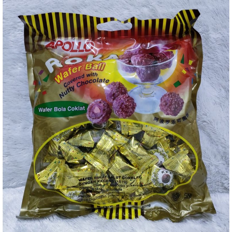 Jual Apollo Roka Wafer Bola Coklat 420 gram isi 70 pcs | Shopee Indonesia