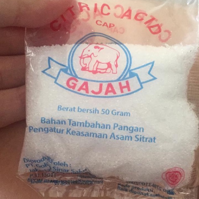 CITRIC ACID MERK CAP GAJAH (SITRUN/CITRUN) (JUAL PER PACK BUKAN BUNGKUS ...