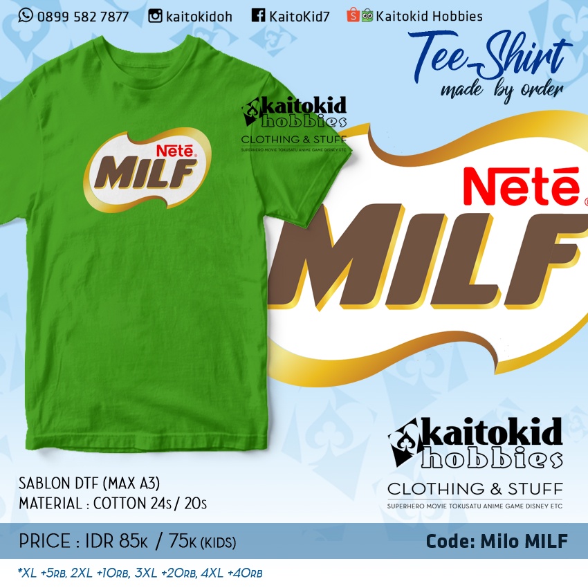 Jual Kaos Kata Plesetan SUSU MILO MILF lucu unik bisa custom desain ... Jual Kaos Kata Plesetan SUSU MILO MILF lucu unik bisa custom desain ...