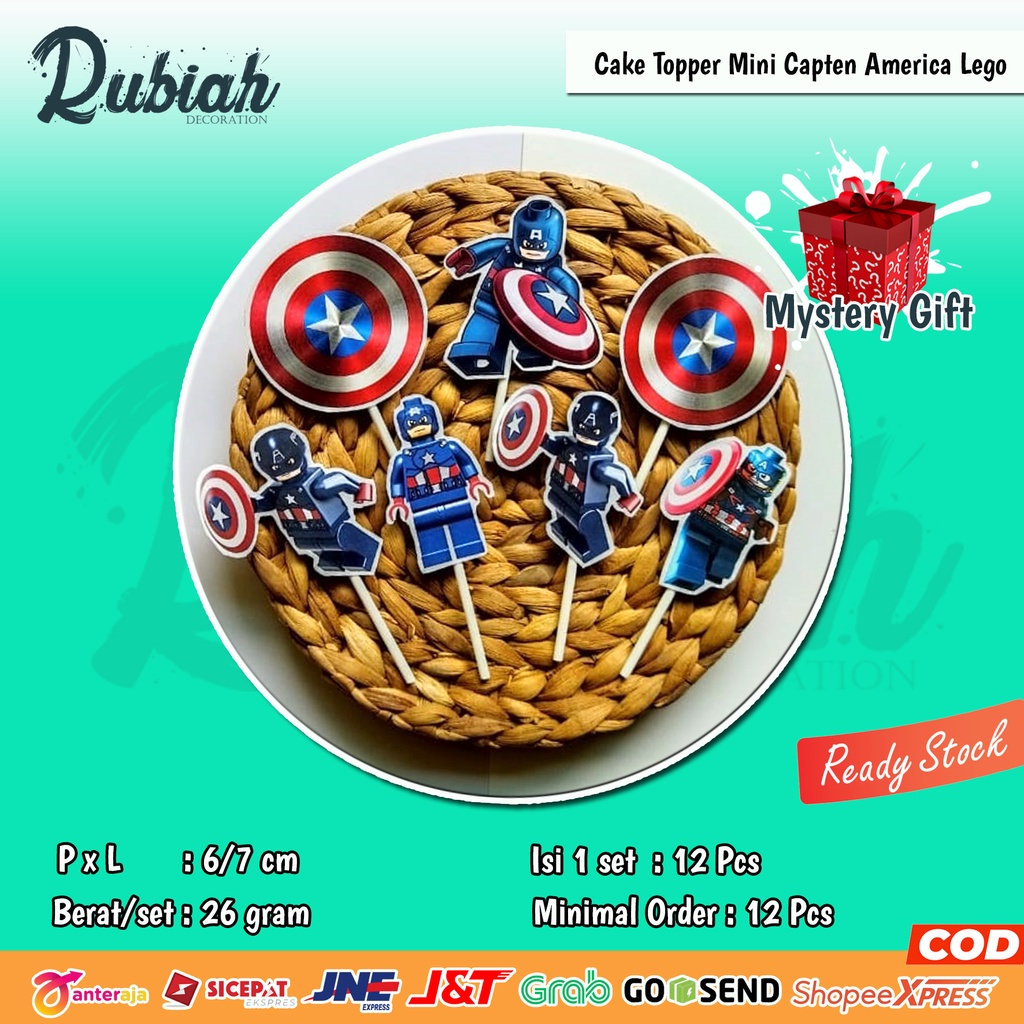 Jual Mini topper cake / Hiasan kue Kapten Amerika Lego / Tusukan kue ...
