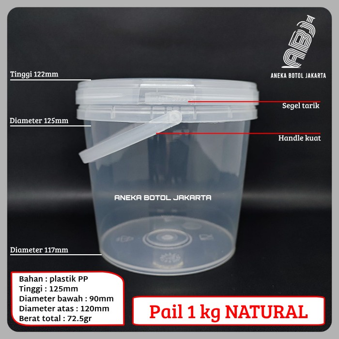 Jual pail 1kg natural / pail 1 liter food grade natural | Shopee Indonesia