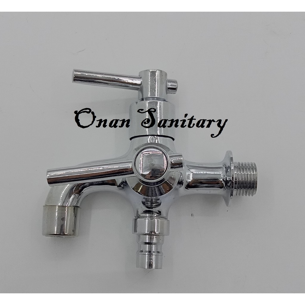 Jual Kran Tembok / Kran Taman / Kran Shower / Kran Cabang 2 Jalur Murah | Shopee Indonesia