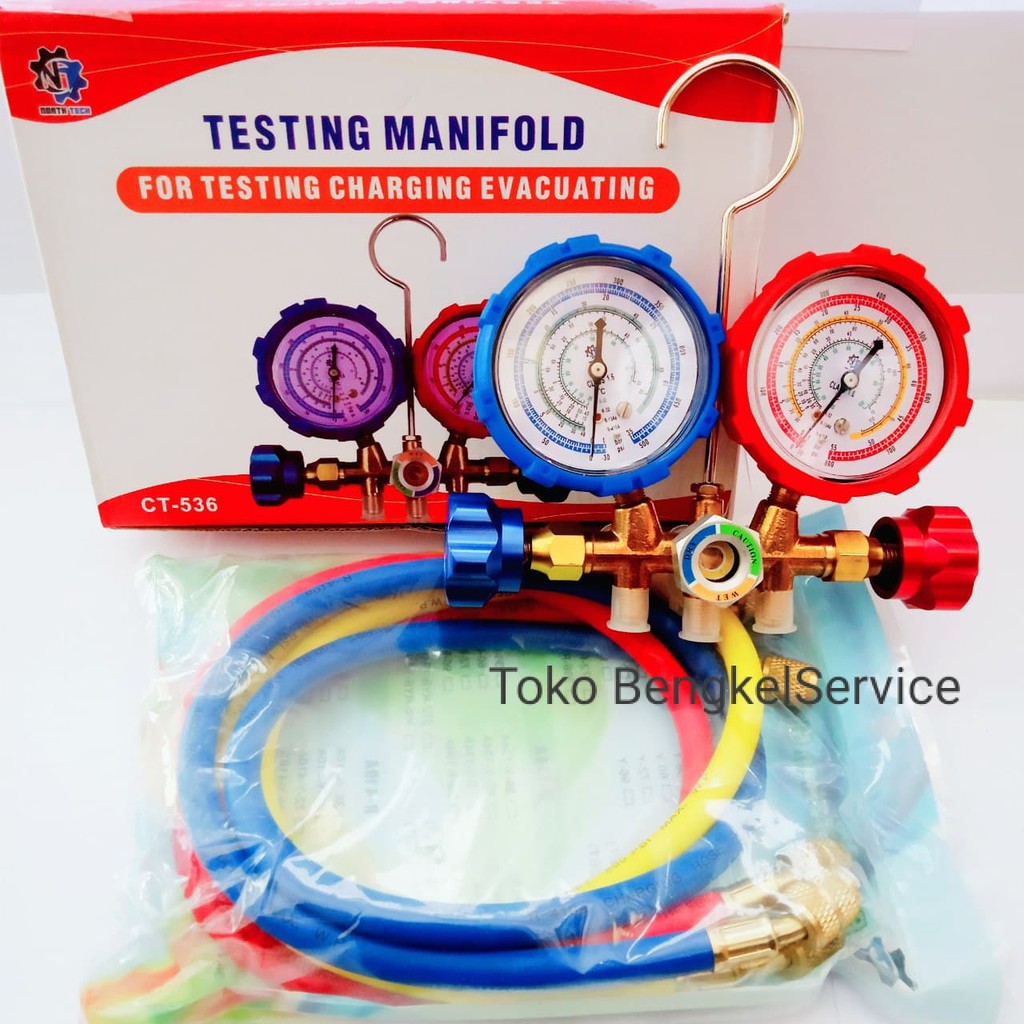 Jual Double Manifold R410 R32 R22 R134a (Selang R22 Dan R134a) | Shopee ...