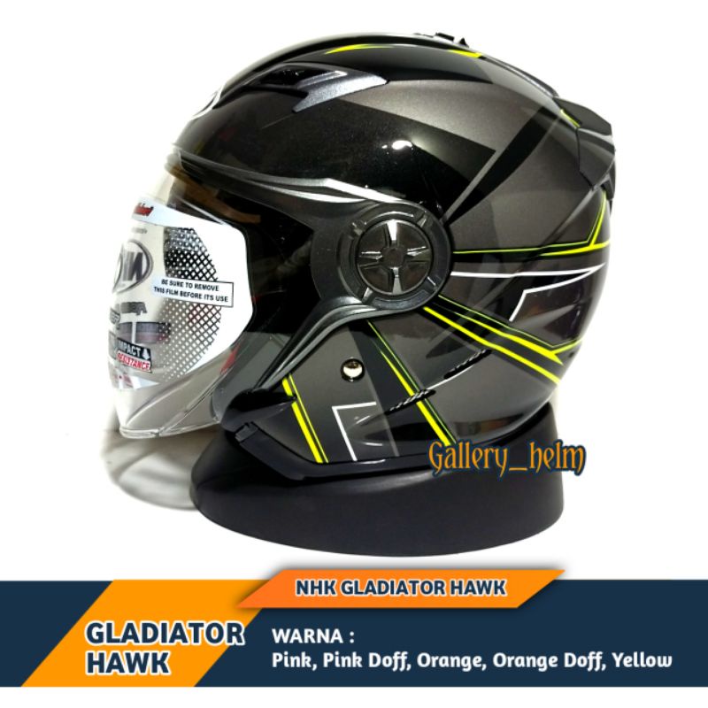 Jual Helm Nhk Half Face Double Visor | Helm Nhk Gladiator hawk Yellow ...