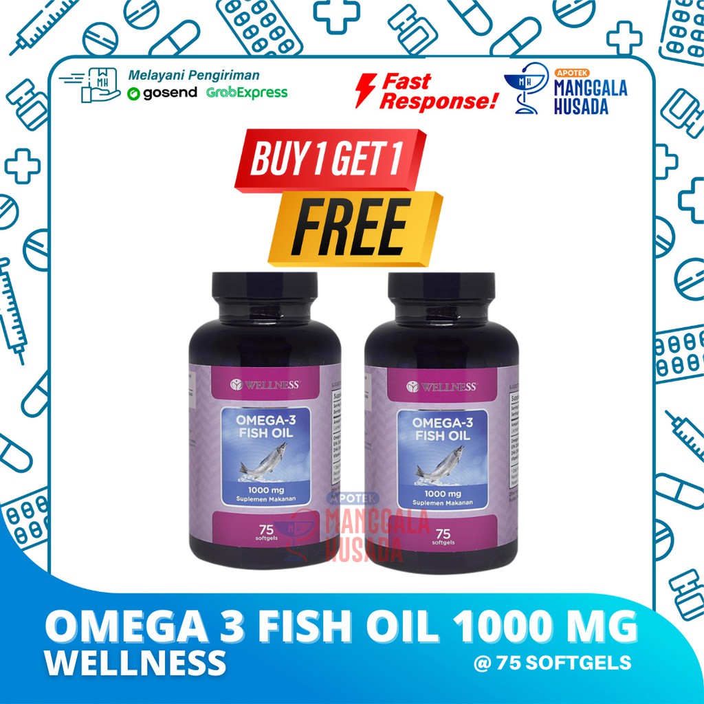 Jual WELLNESS OMEGA 3 FISH OIL 1000 MG @ 75 SOFTGELS | Shopee Indonesia