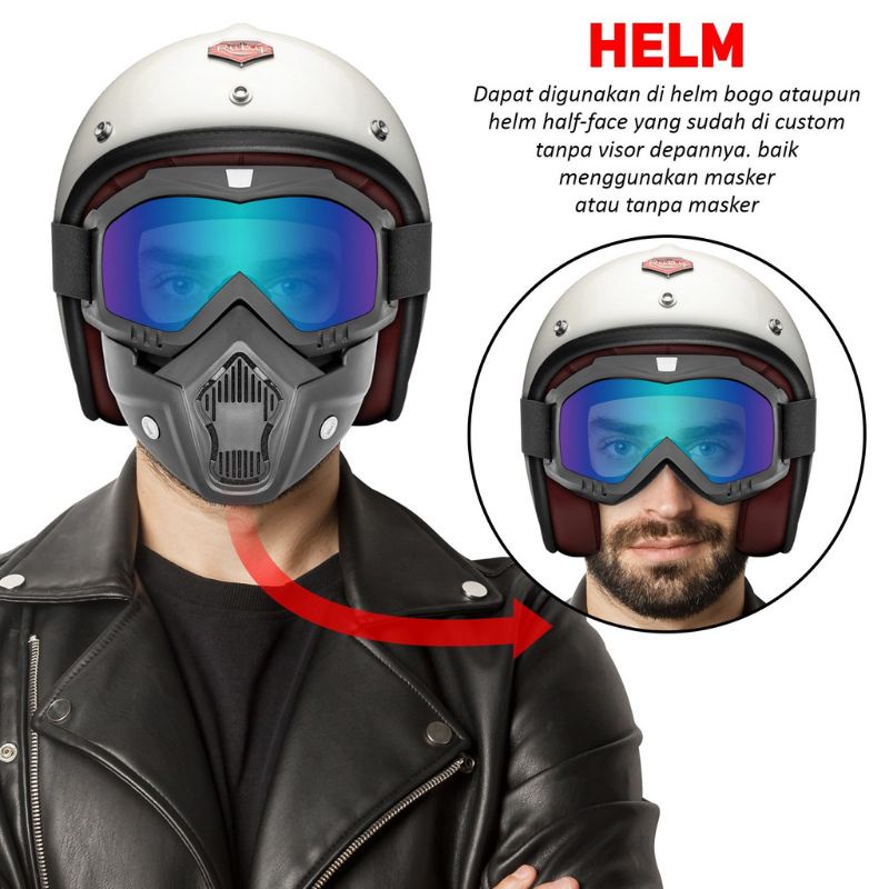Jual Kacamata FULL FACE/ GOGGLE MASK / kacamata helm motor | Shopee ...