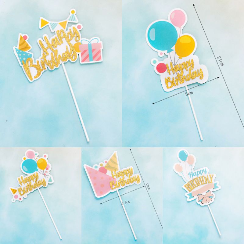Jual Cake topper kertas, cake topper happy birthday, cake topper ulang ...