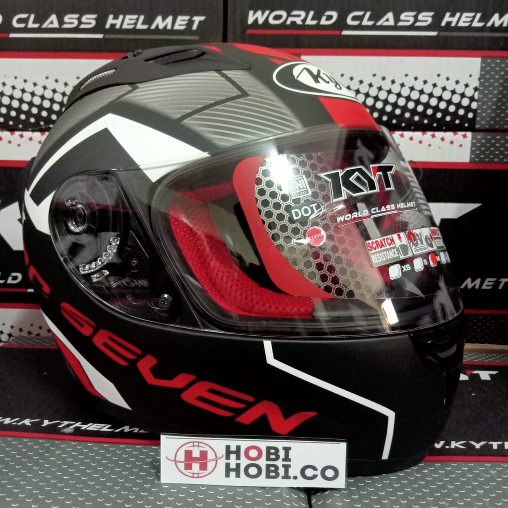 Jual HELM KYT FULL FACE RC7 MOTIF 18 BLACK MATT RED KYT RC SEVEN MOTIF ...