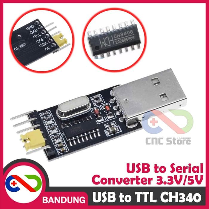 USB TTL CH340 CH340G USB TO SERIAL 3.3V OR 5V MICROCONTROLLER PROGRAM ...