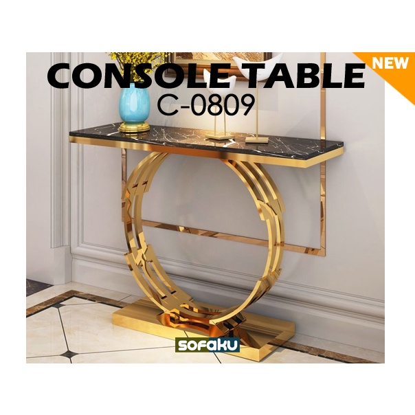 Jual CONSOLE Table C-0809 - Stainless Meja Gold Modern Top Marmer ...