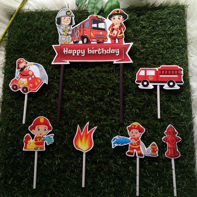 Jual Cake Topper pemadam kebakaran happy birthday | Shopee Indonesia