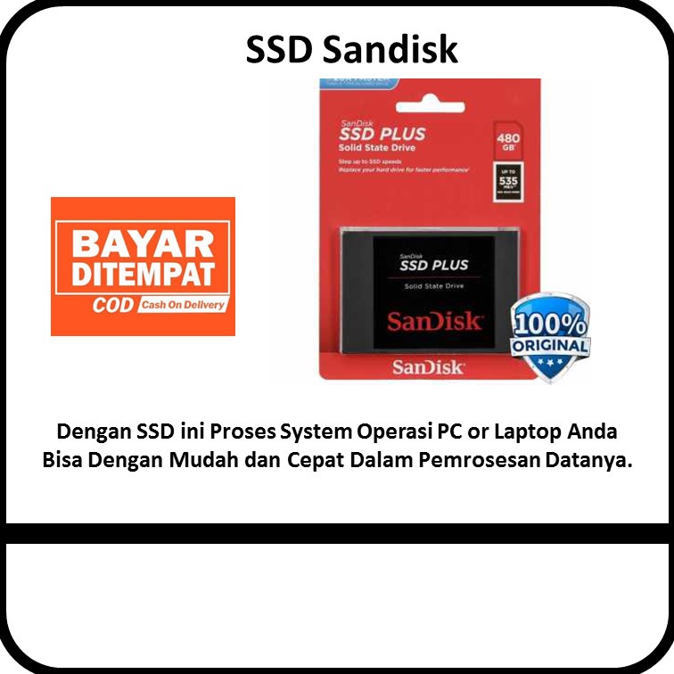 Jual SanDisk SSD Plus SATA - SDSSD 480Gb Indonesia|Shopee Indonesia