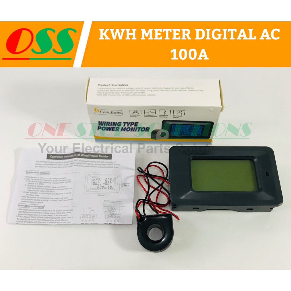 Jual KWH 220V AC 100A Watt Volt Ampere Digital Power Meter LCd 6 IN Ammeter | Shopee Indonesia