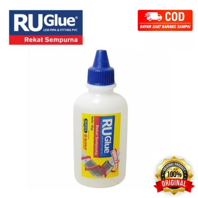 Jual Lem Pipa PVC Ruglue by Rucika Botol 60gr 60 gr 100% Original ...