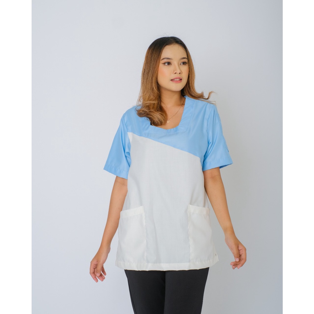 Jual DOCTORS SCRUB - MODEL 8 (scrub square neck dengan kombinasi 2 ...