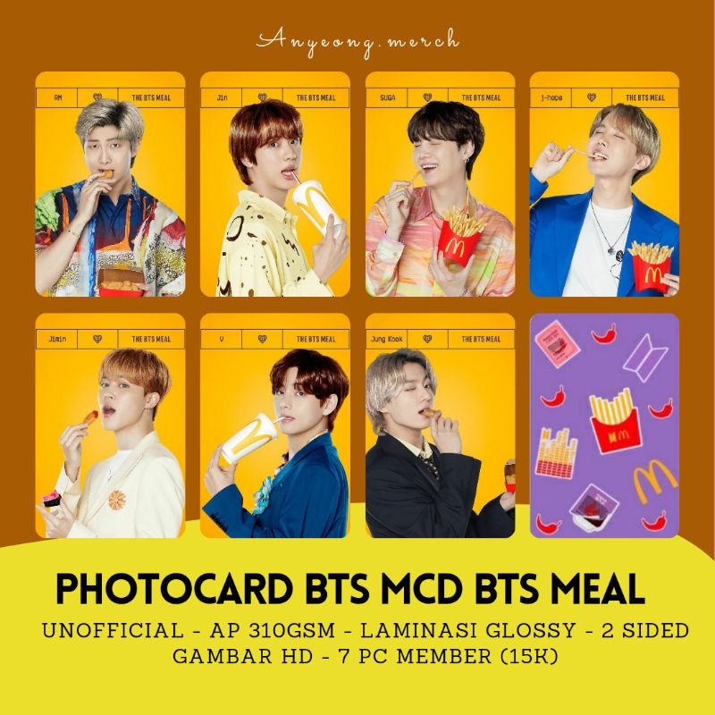Jual PHOTOCARD BTS MCD BTS MEAL - UNOFFICIAL - 2 SISI LAMINASI | Shopee Indonesia