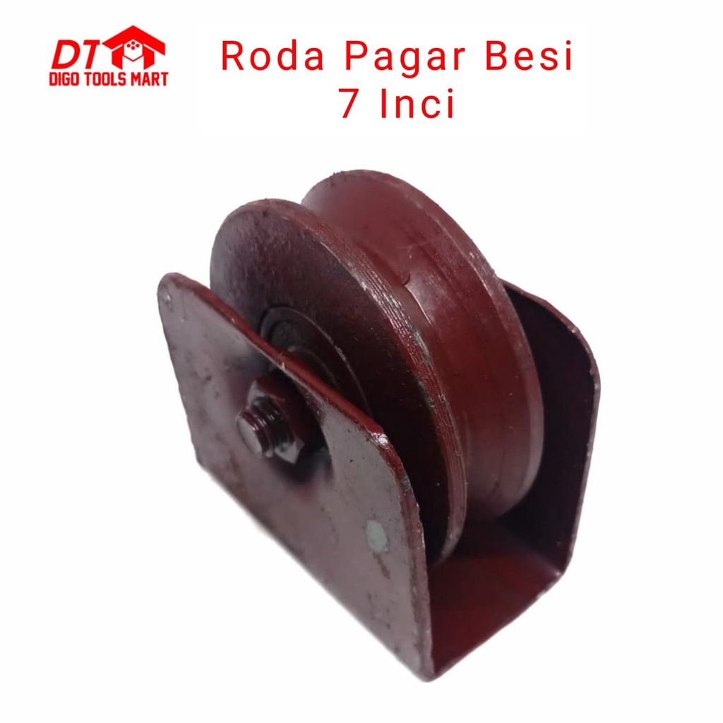 Jual Roda Pagar Besi Bulat Dan Siku ( Lancip ) 7 Inci Roda Rel Besi Cor ...
