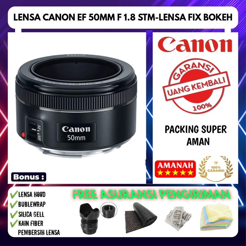 Jual LENSA FIX CANON STM 50MM F1.8 MULUS LENSA FIX BOKEH KAYAK BARU ...