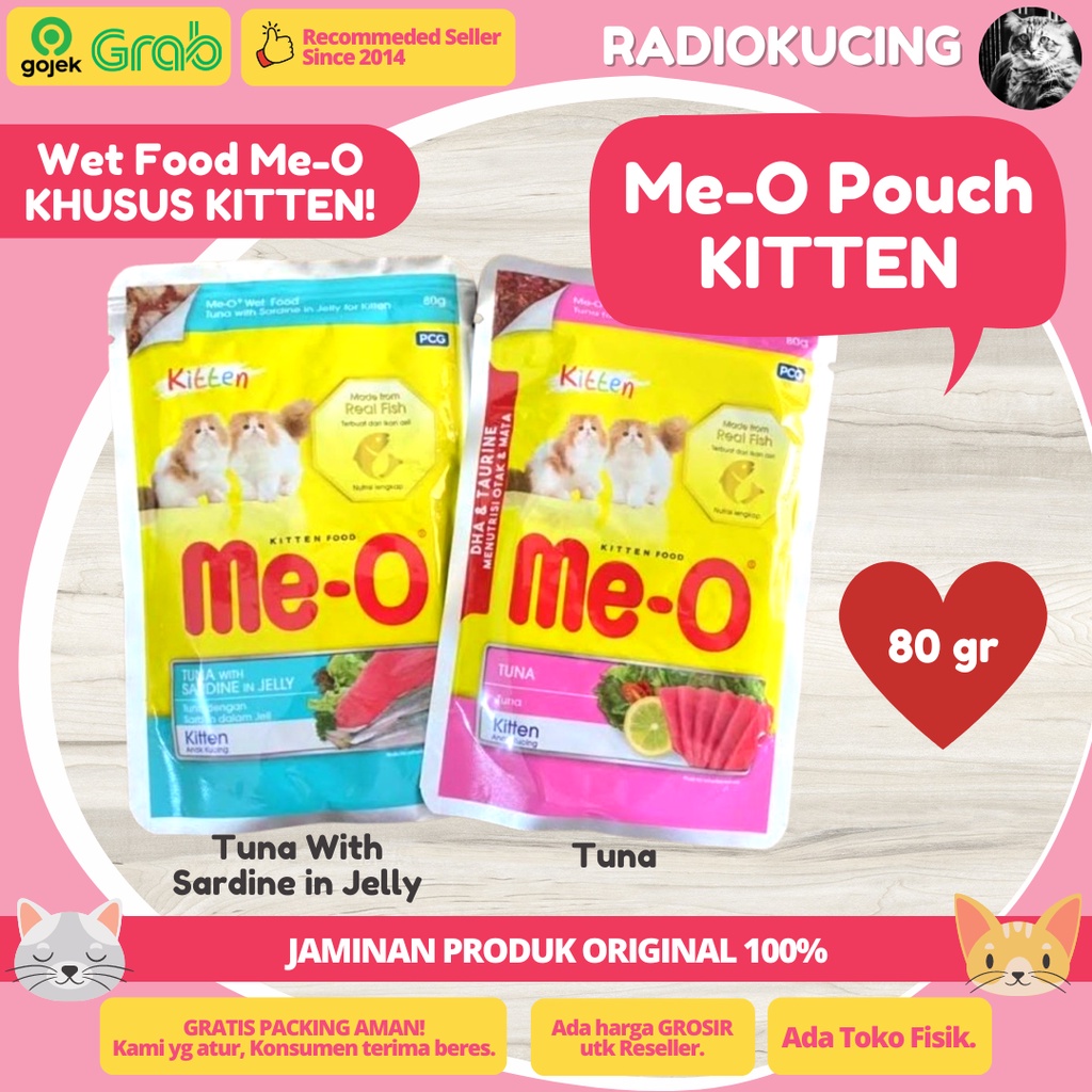 Jual Meo Me-O Kitten 80 gr Pouch Wet Food Makanan Basah Anak Kucing ...
