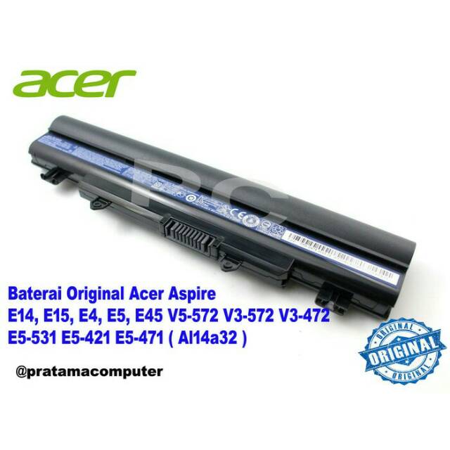 Baterai Original Acer Aspire E14 E15 E4 E5 E45 V5 V3 (AL14A32) | Shopee ...