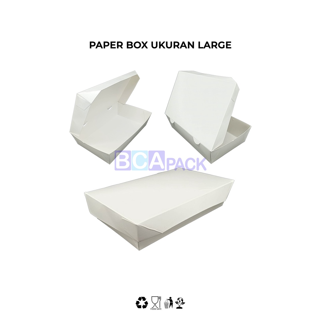 Jual LUNCH BOX MAKANAN - PAPER BOX UKURAN L PUTIH - LARGE - FOODGRADE ...