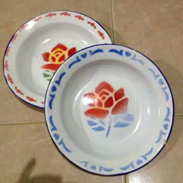 Jual Piring seng (12pcs) piring enamel piring bunga diameter 22cm, 20 ...