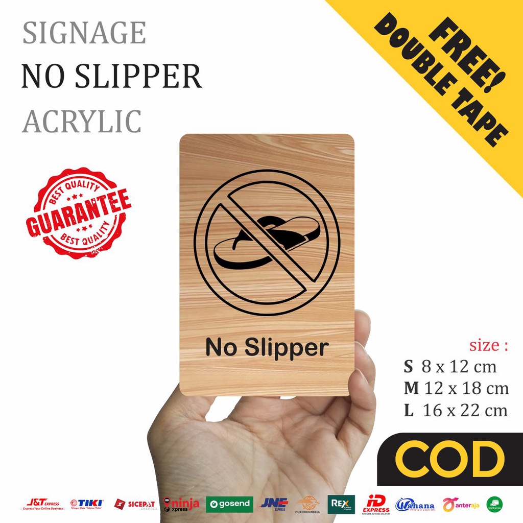 Jual No Slipper Sign Board Kayu Print Signage Label Peringatan Wooden Unik | Shopee Indonesia