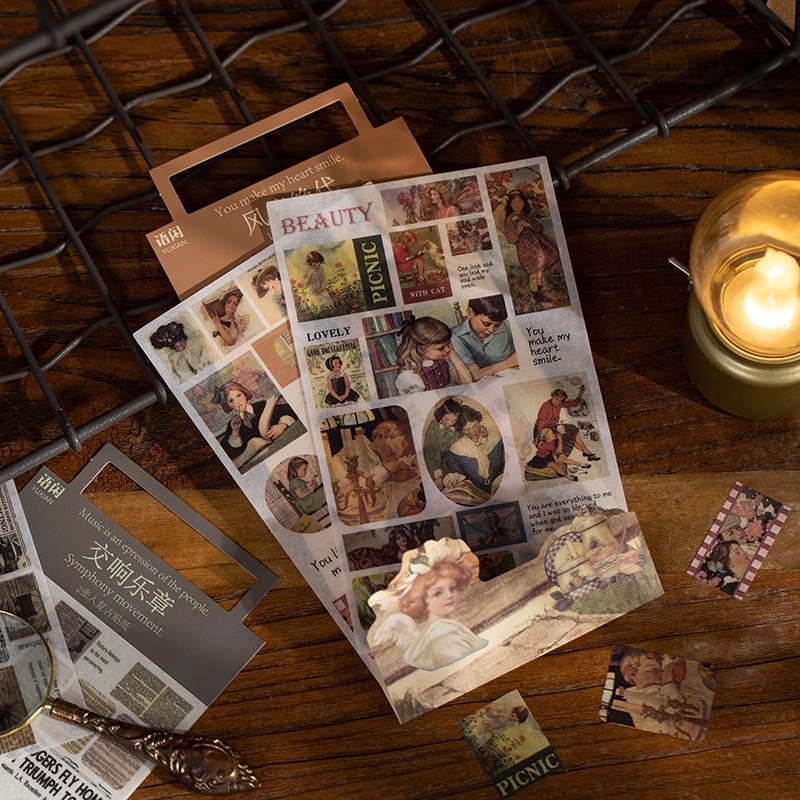 Jual 2 lembar stiker vintage kertas untuk scrapbook/bullet journal ...