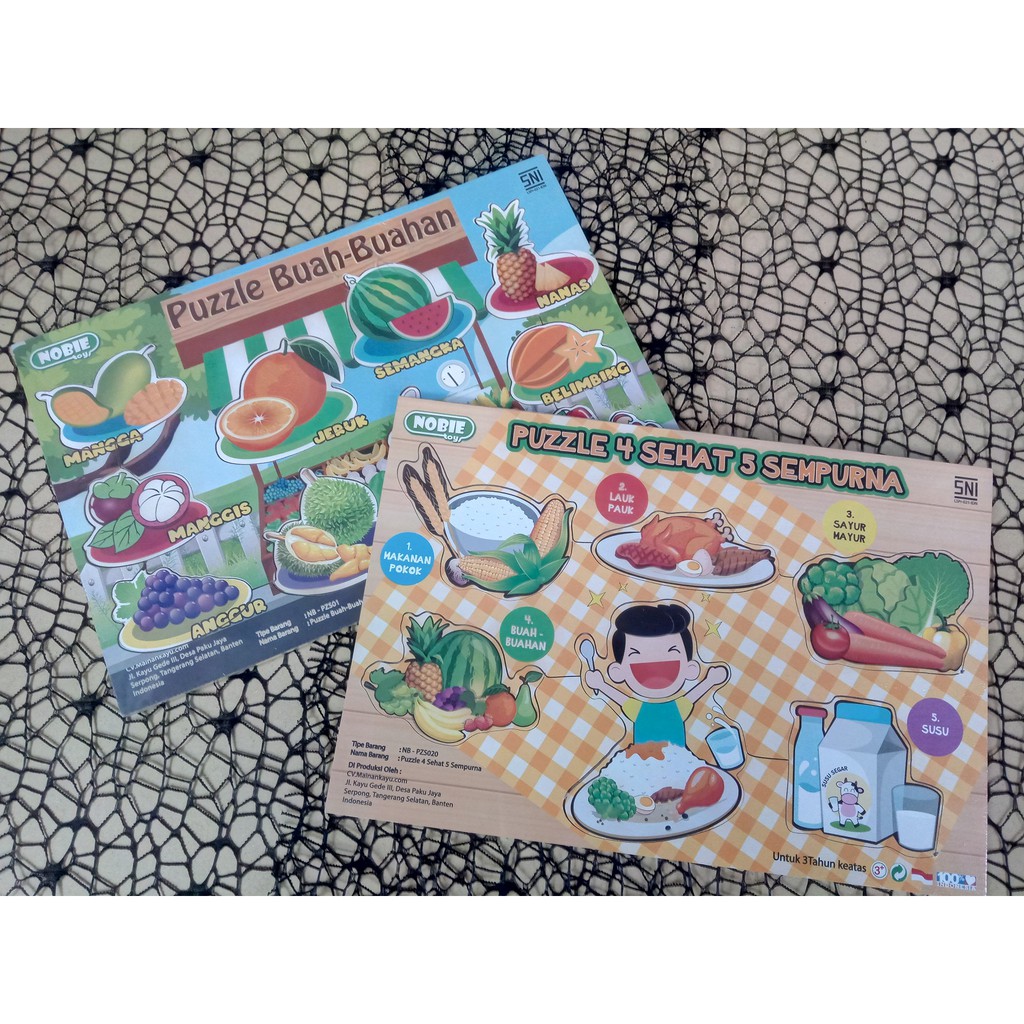 Jual Nobie Puzzle Seri Makanan (mainan kayu edukasi) | Shopee Indonesia