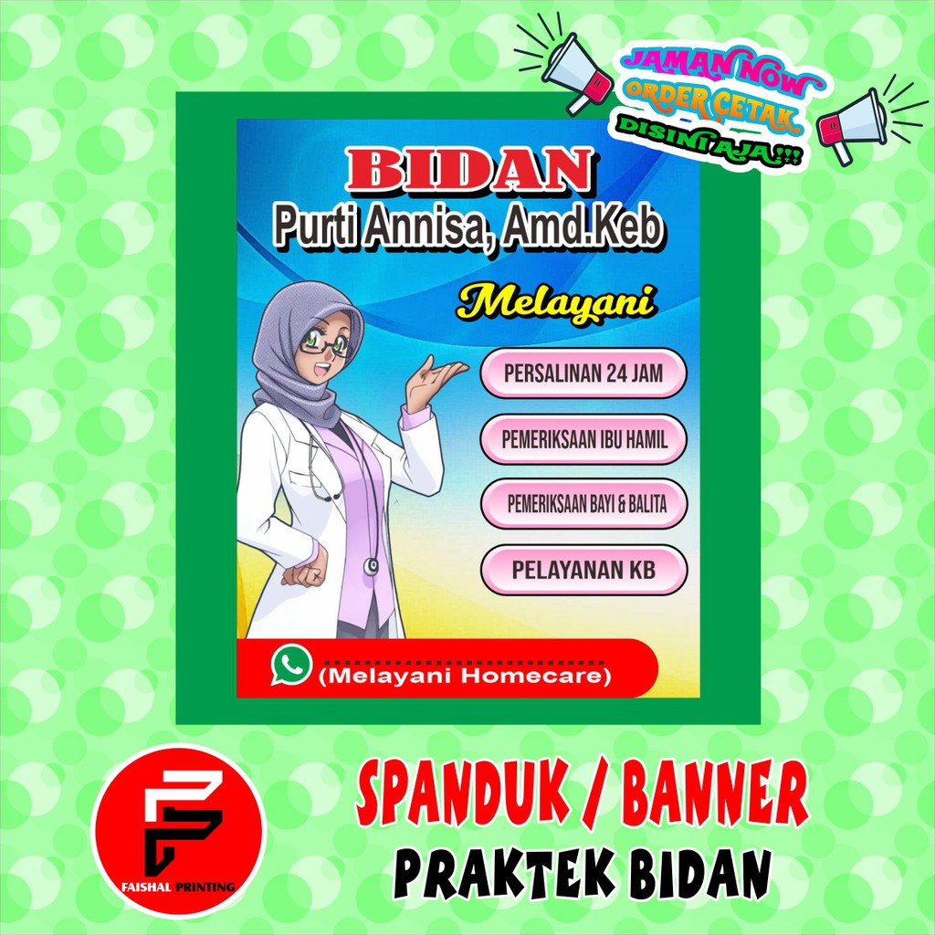 Jual Spanduk / Banner / Backdrop Praktek Bidan Ukuran 80 x 100 cm ...