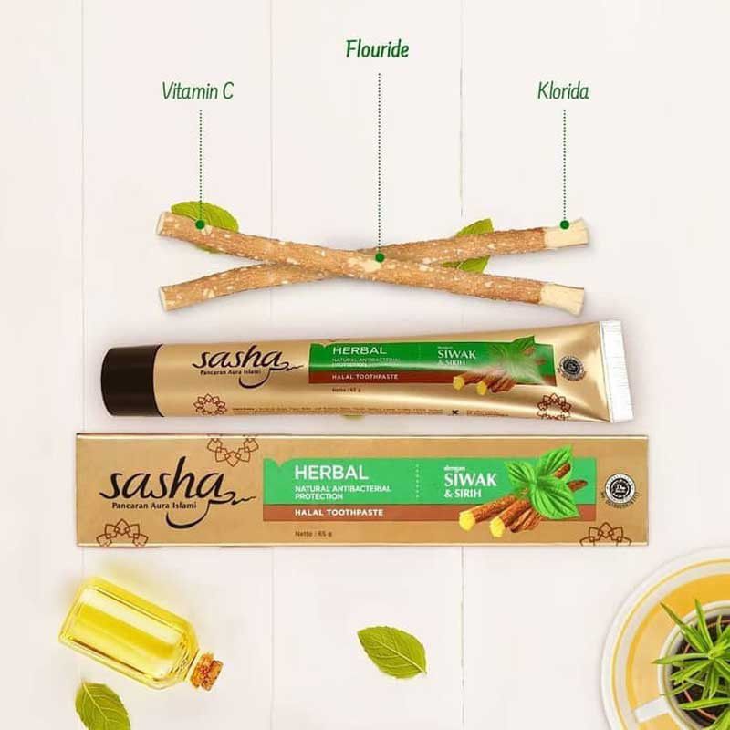 Jual Sasha pasta gigi herbal antibacterial siwak dan sirih 150g ...