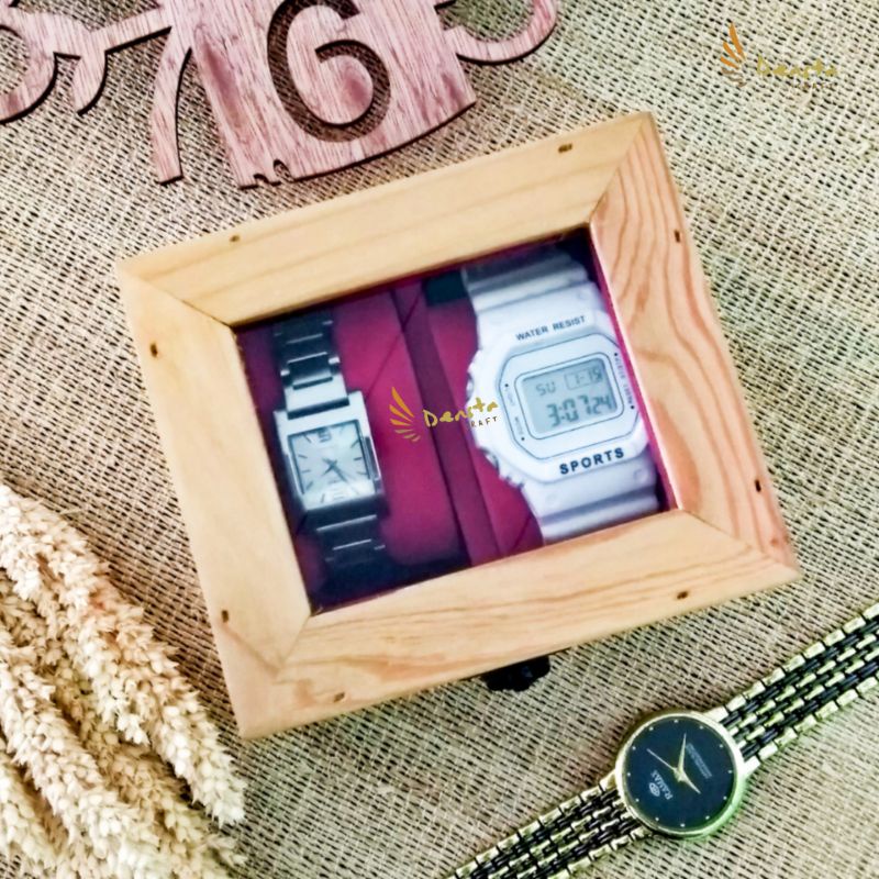 Jual TEMPAT JAM TANGAN ISI 2 KAYU JATI BELANDA | Shopee Indonesia