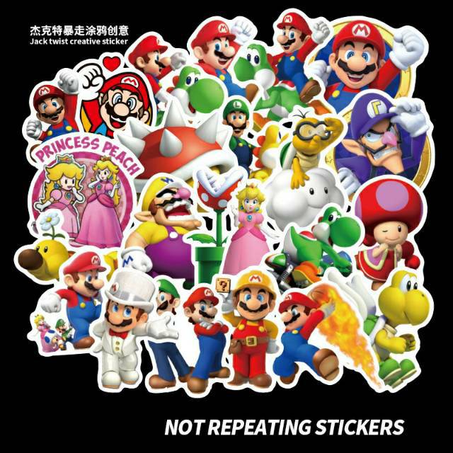 Jual Sticker Super Mario Bros 25pcs Random Sticker Vinyl hp laptop ...