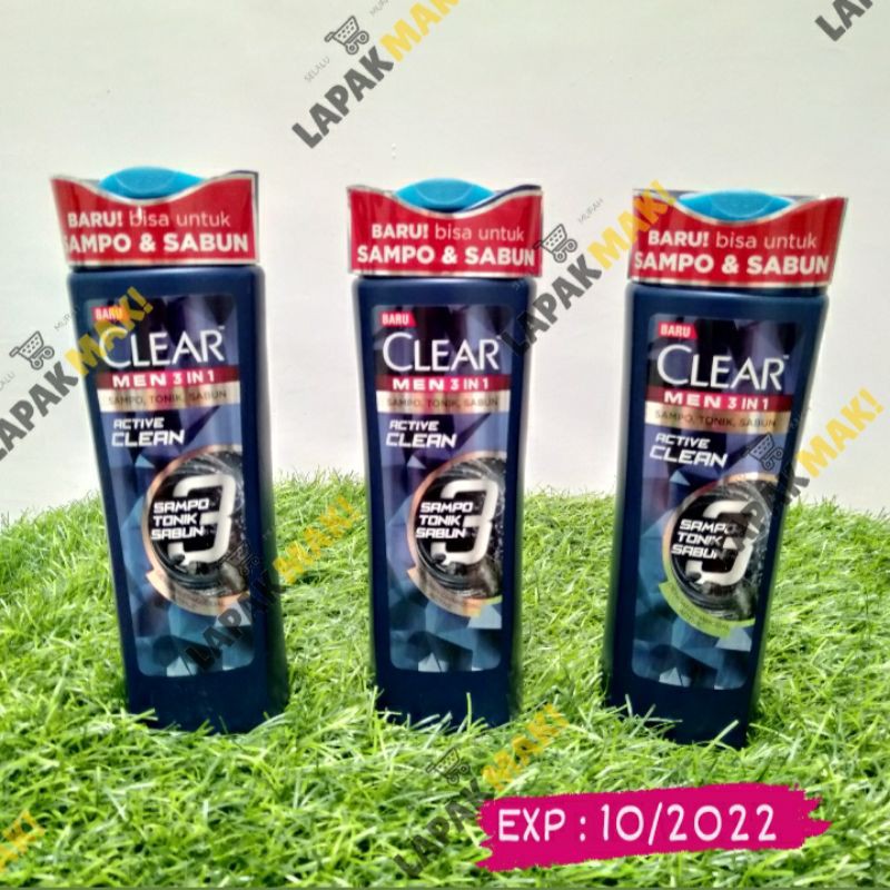 Jual CLEAR Men 3in1 Shampoo and Body Wash Active Clean 160ml | Shopee ...